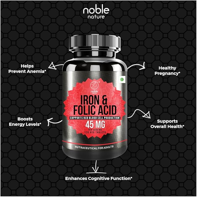 Noble Nature Iron with Folic Acid & Spinach Extract - 120 Tablets ...